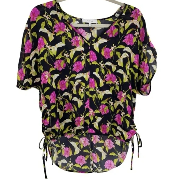 Milly | Tops | Milly Cally Lily Floral Silk Top | Poshmark